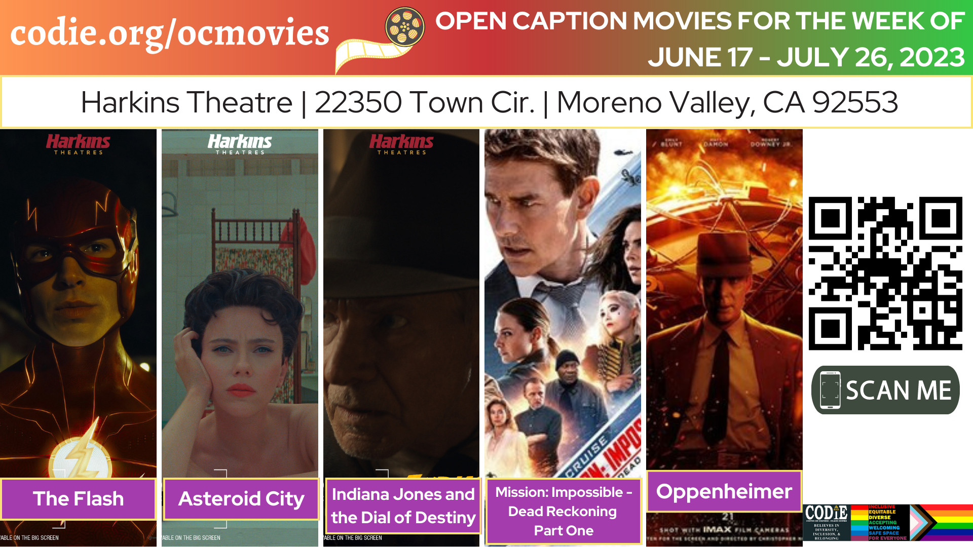 Open Caption Movies at Harkins Theatre in Moreno Valley - CODIE