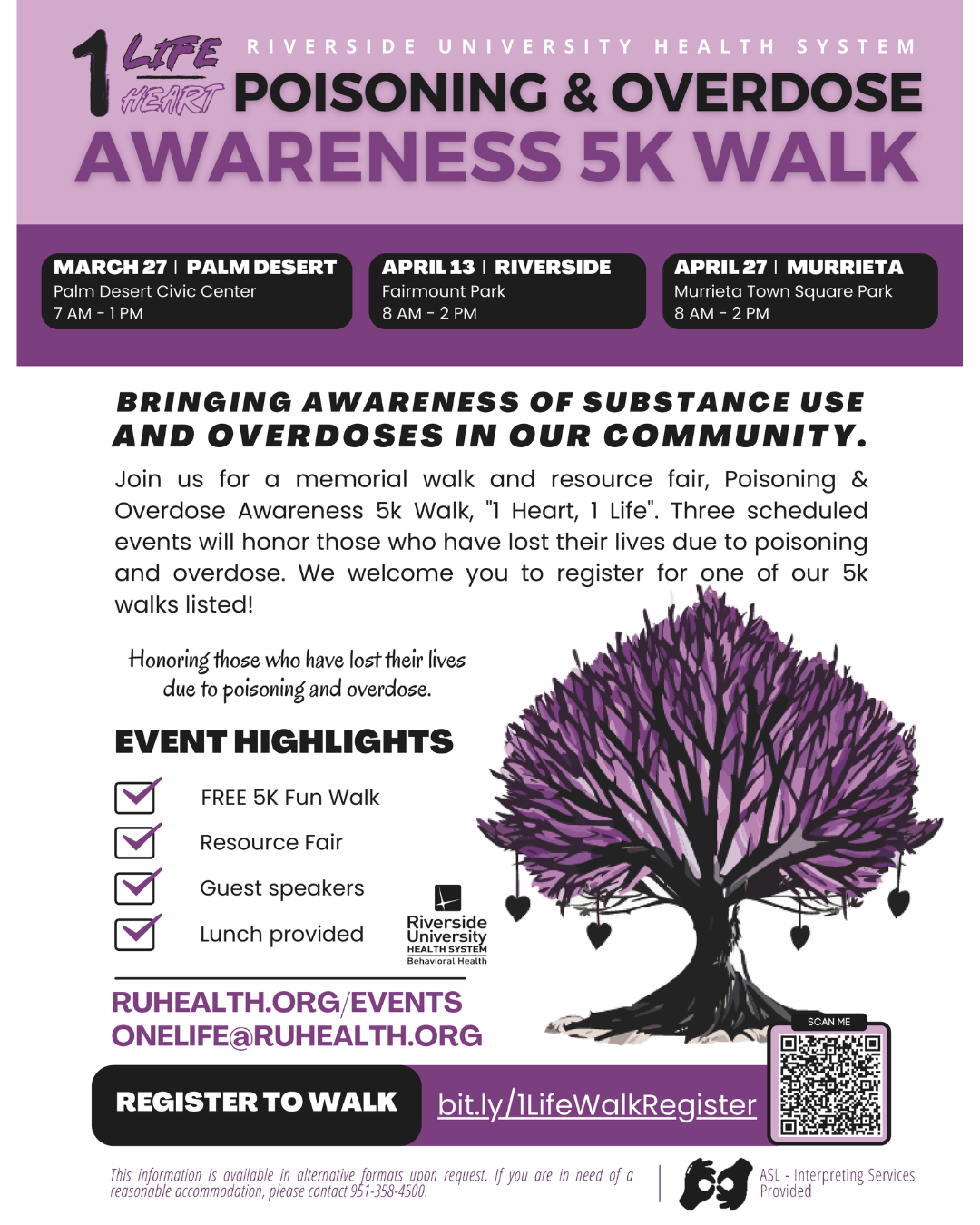 1 Life 1 Heart Poisoning and Overdose Awareness 5K Walks - Center On ...